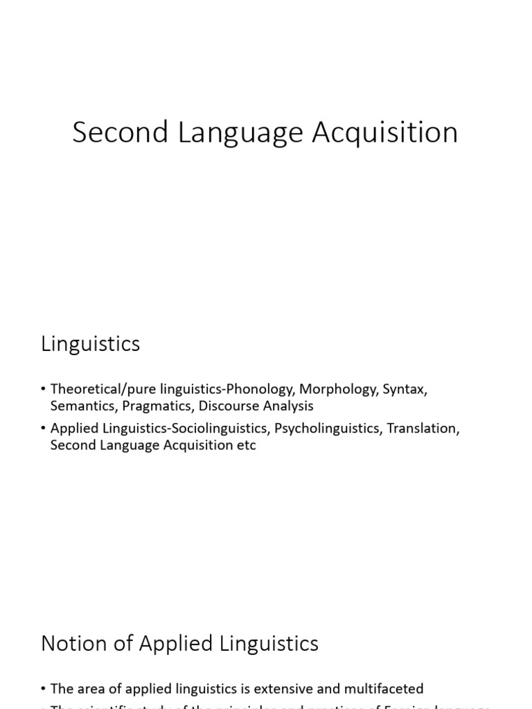 Second Language Acquisition Overview Pdf Second Language Second 5185