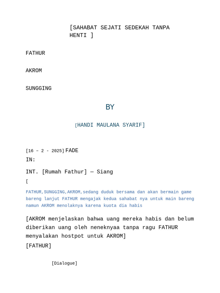 Script Film Pendek | PDF