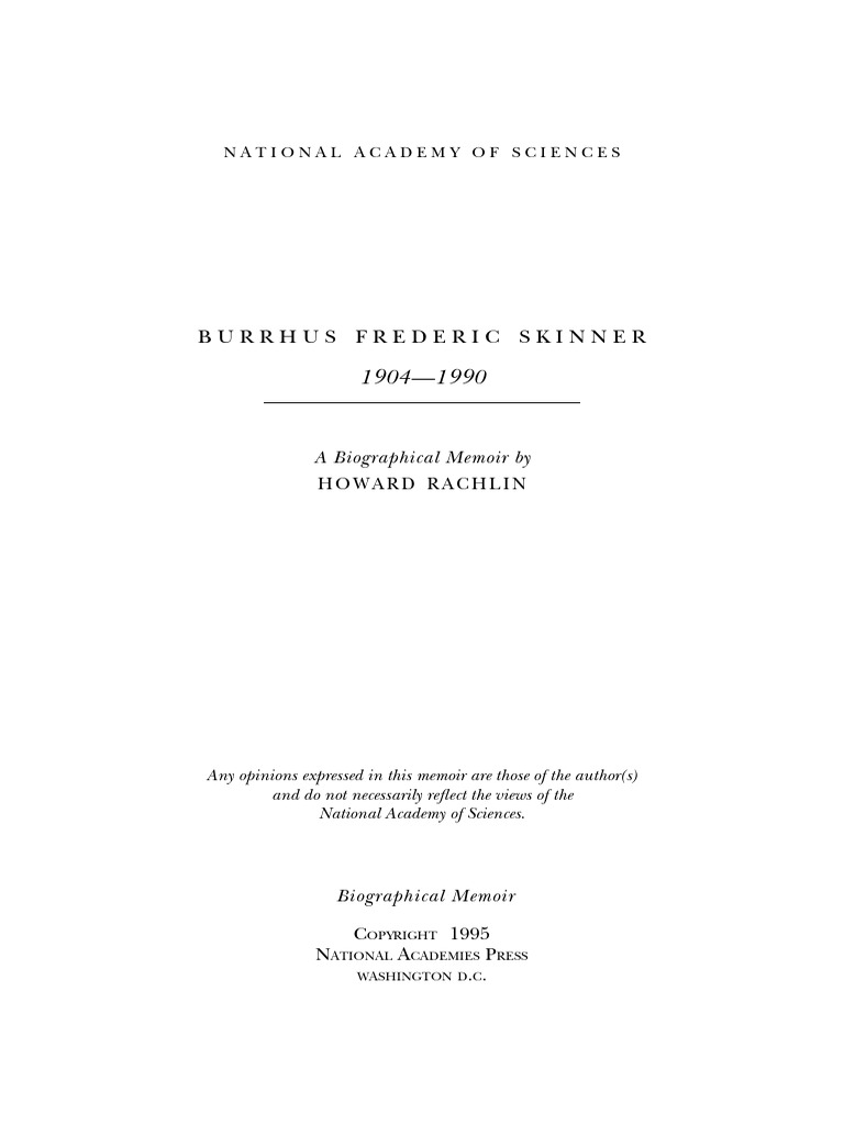 Skinner B F | PDF | Behaviorism | Psychology