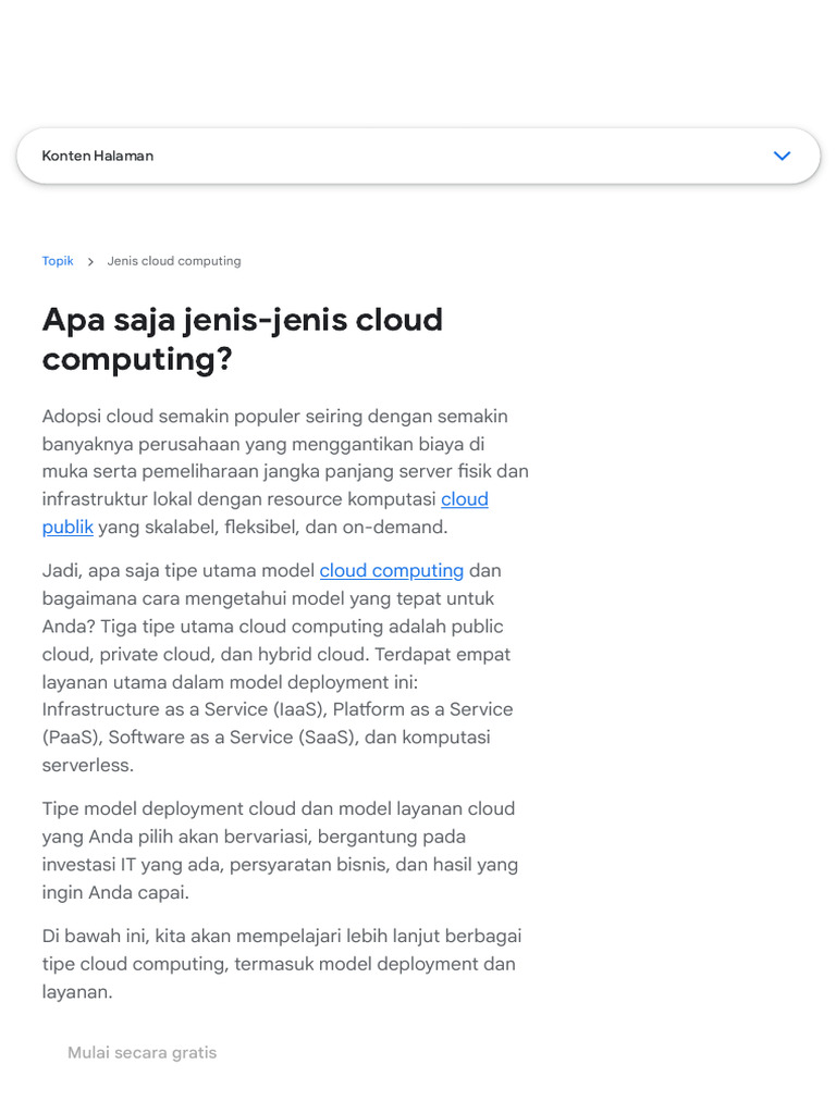 Apa Saja Jenis-Jenis Cloud Computing - Google Cloud | PDF