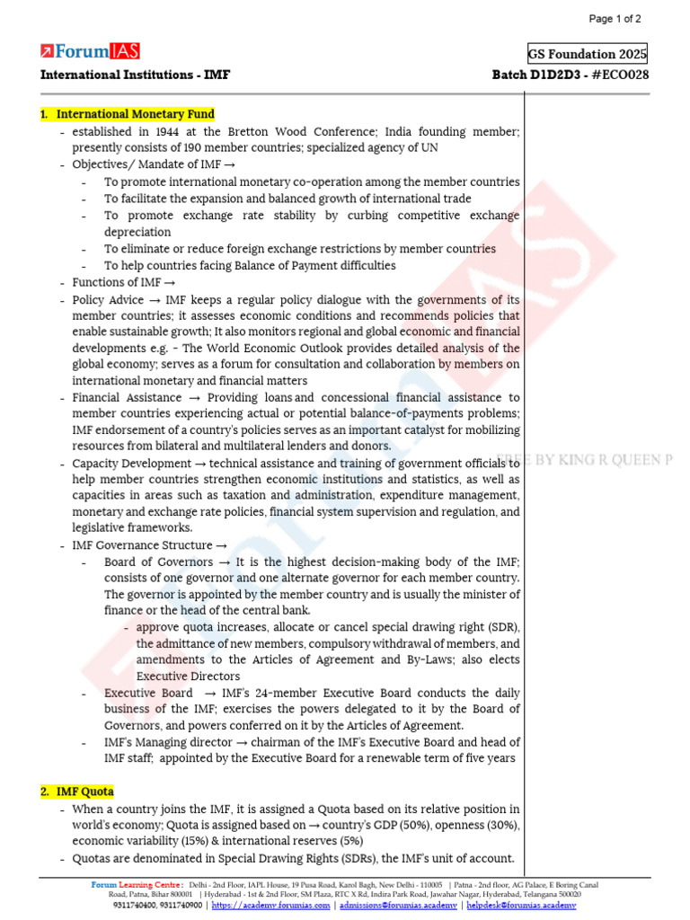 IMF Overview and Quota System 2024 | PDF | Special Drawing Rights ...
