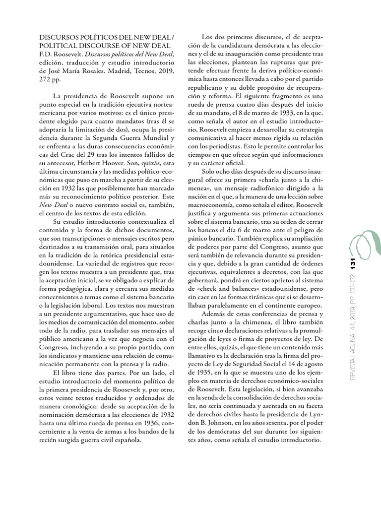 Discursos Politicos Del New Deal F D Roo | PDF | Nuevo acuerdo ...