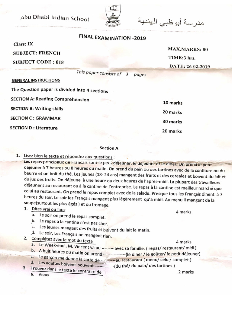 Grade 9 Final Exam Paper | PDF