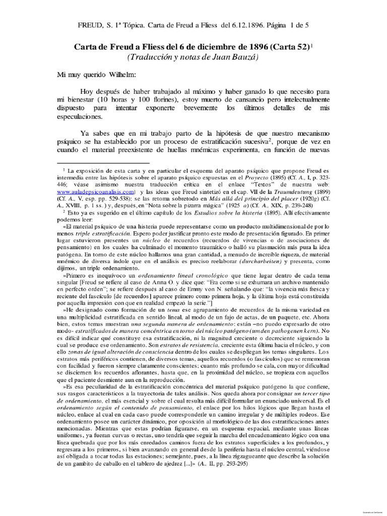 Freud Carta 52 | PDF
