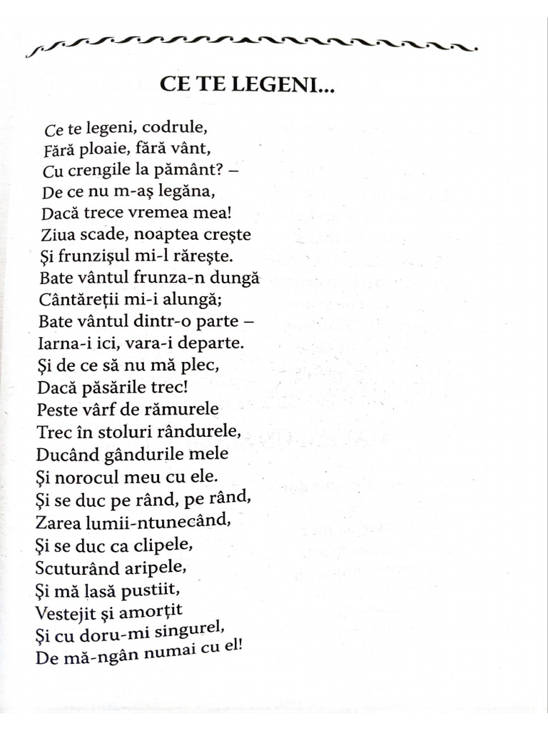 Ce Te Legeni... - M. Eminescu | PDF