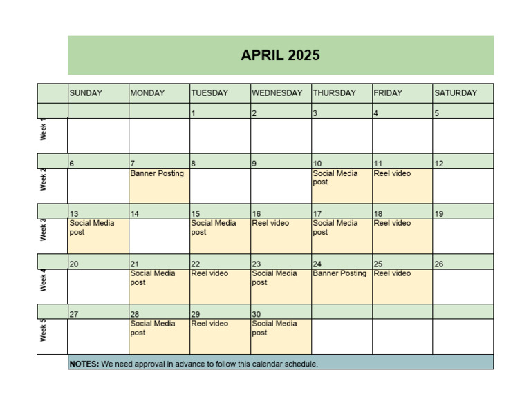 April 2025 Social Media Calendar | PDF