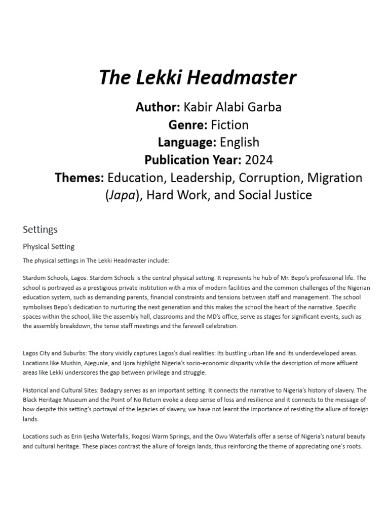 The Lekki Headmaster | PDF | Cost Of Living | Human Migration