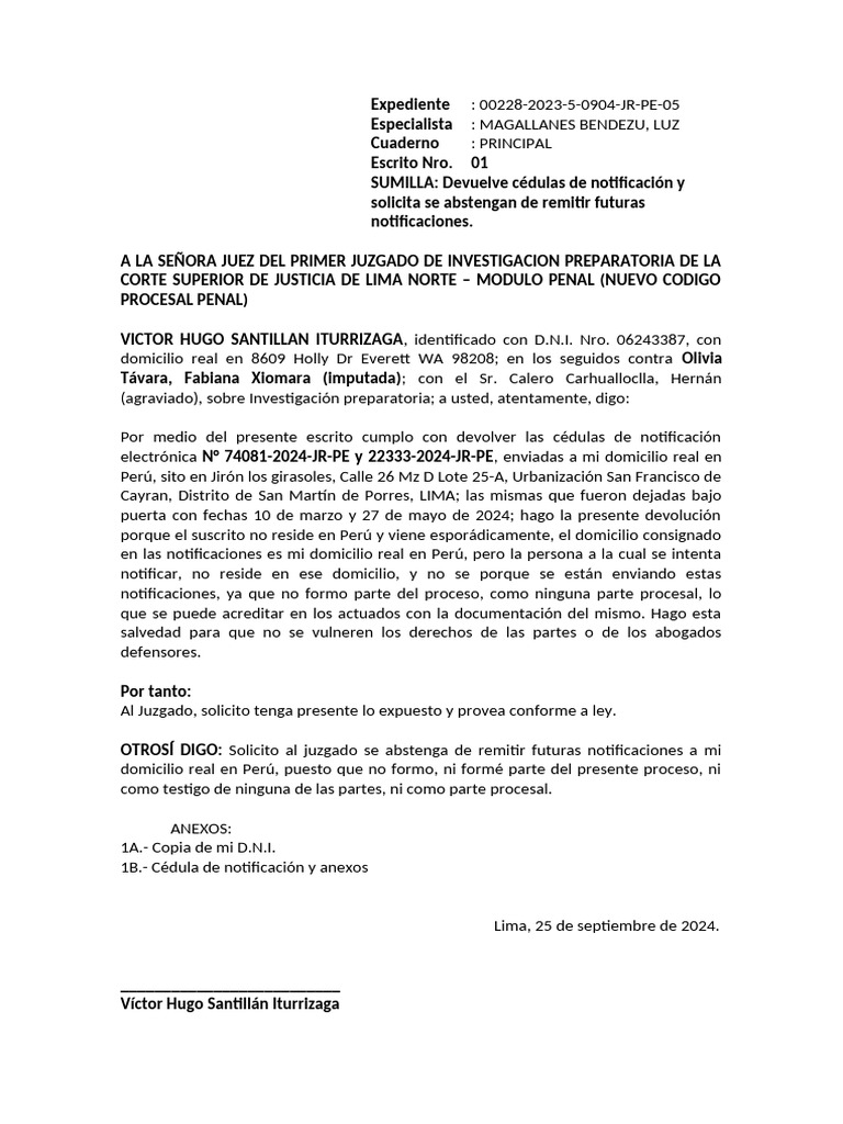 Devuelvo Cedula | PDF