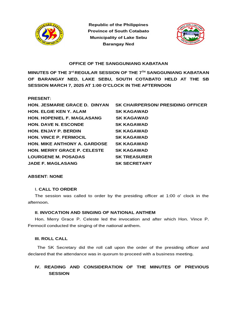 3rd Regular Session - March 2025 | PDF