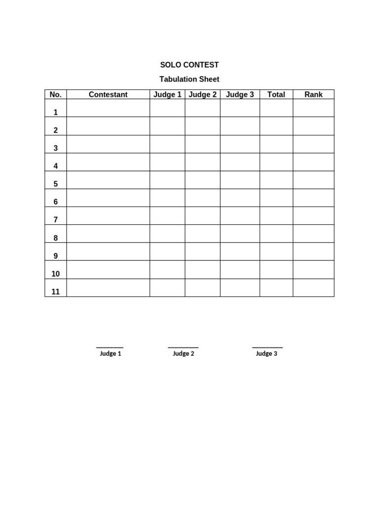 Tabulation Sheet | PDF