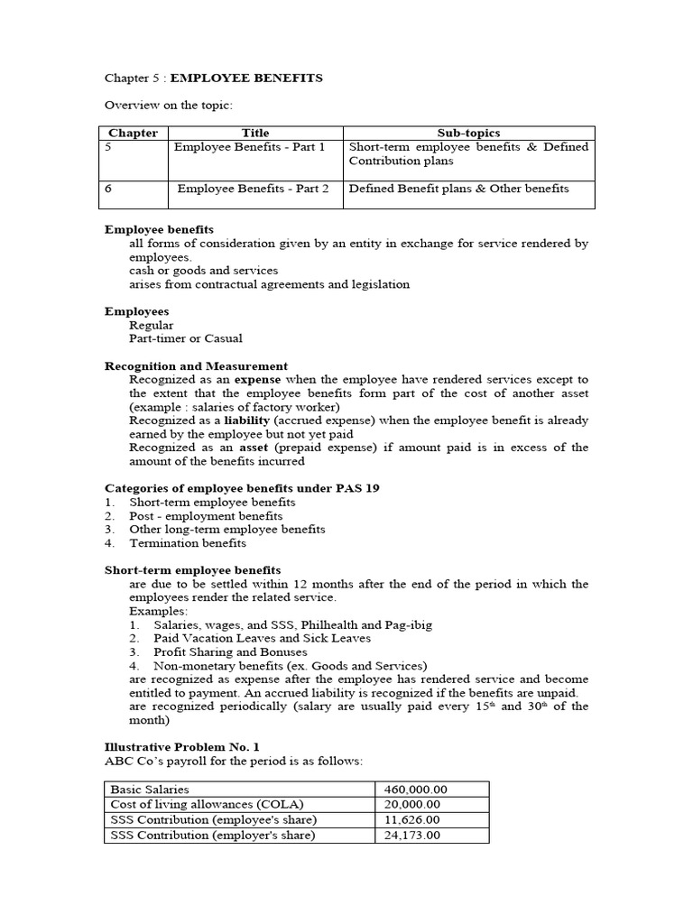 Chapter 5 - Employee Benefits | PDF | Cost Of Living | Pension