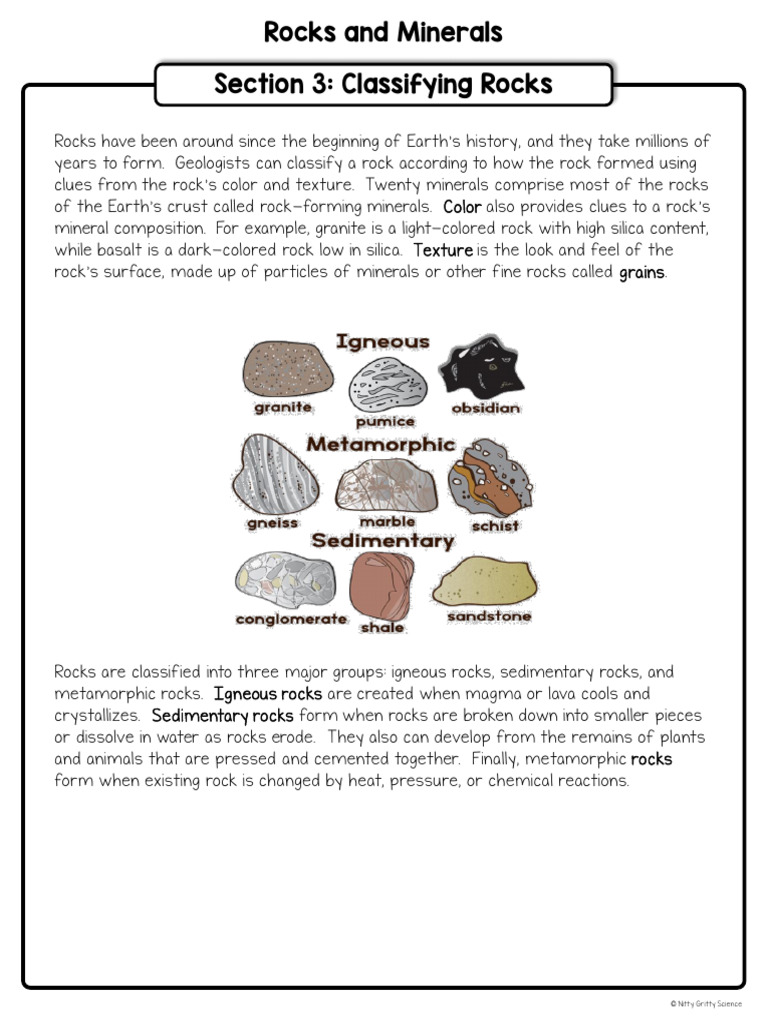 Section-3-Classifying-rocks | PDF | Rock (Geology) | Igneous Rock