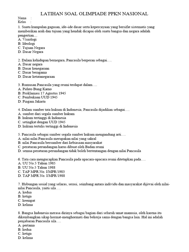 Soal Latihan PPKN | PDF