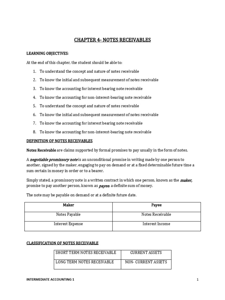 CHAPTER 4 - Notes Receivables | PDF | Present Value | Promissory Note