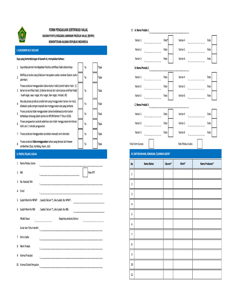 Form Kuesioner Sihalal PRINT | PDF
