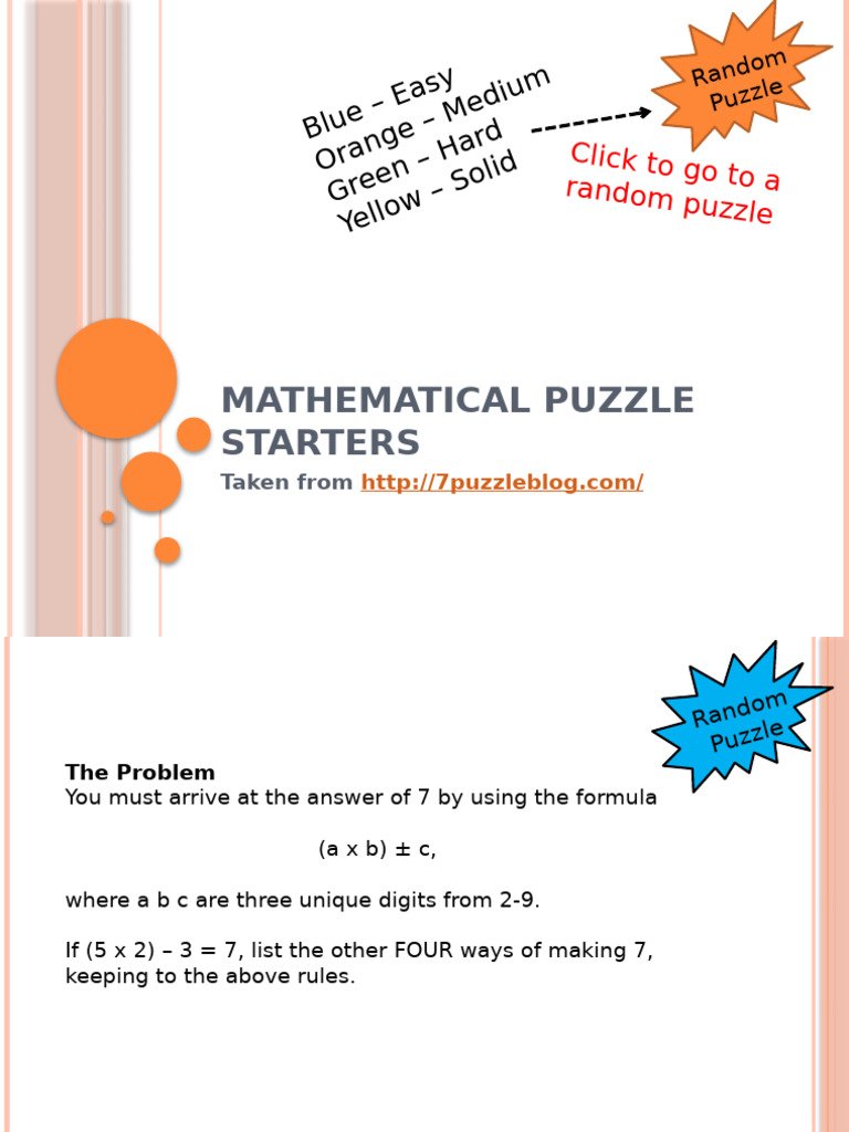 101 Puzzle Starters (Maths) | PDF | Mathematics