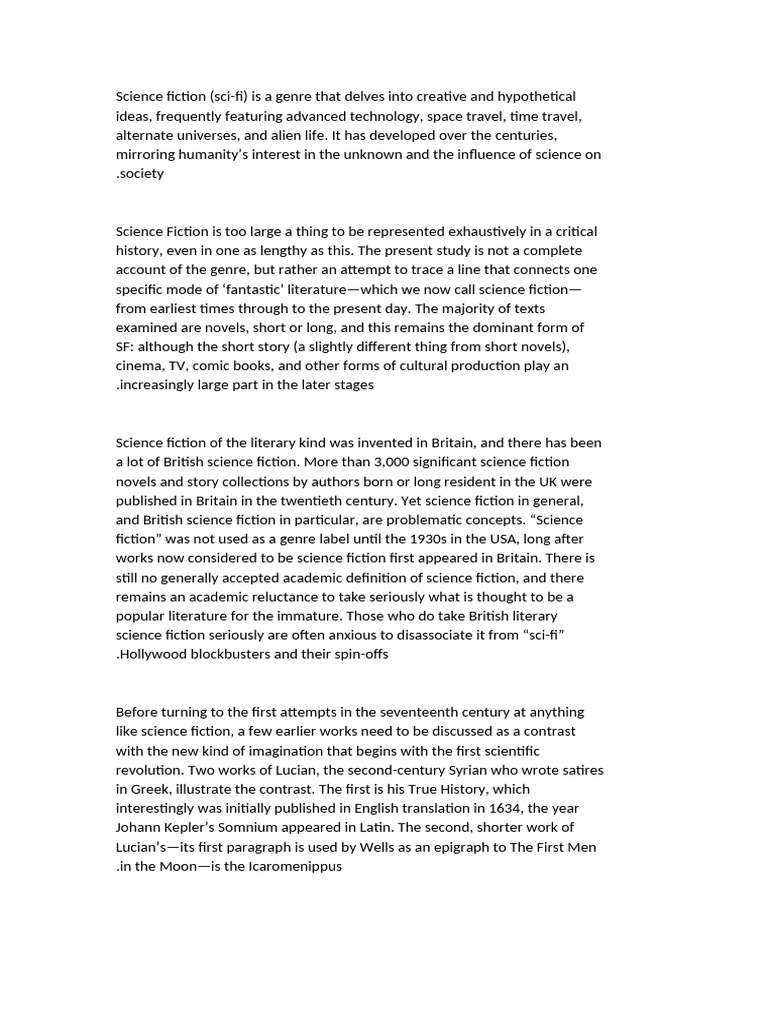 History and Evolution of Science Fiction | PDF | Science Fiction | Novels