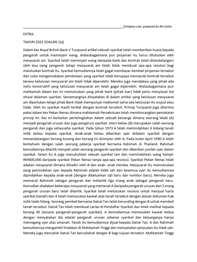 Extra Company Law Revision | PDF