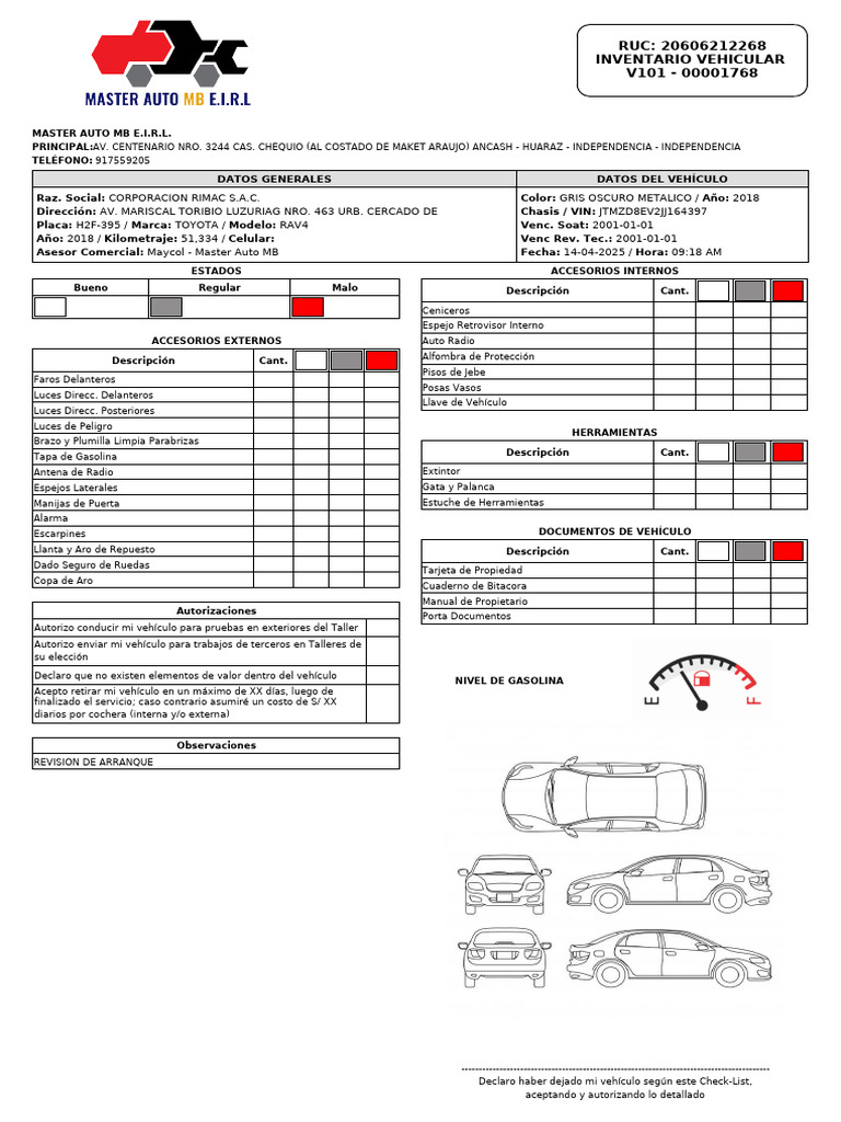 Inventario V101 00001768 | PDF | Fabricantes de automóviles | Carros ...