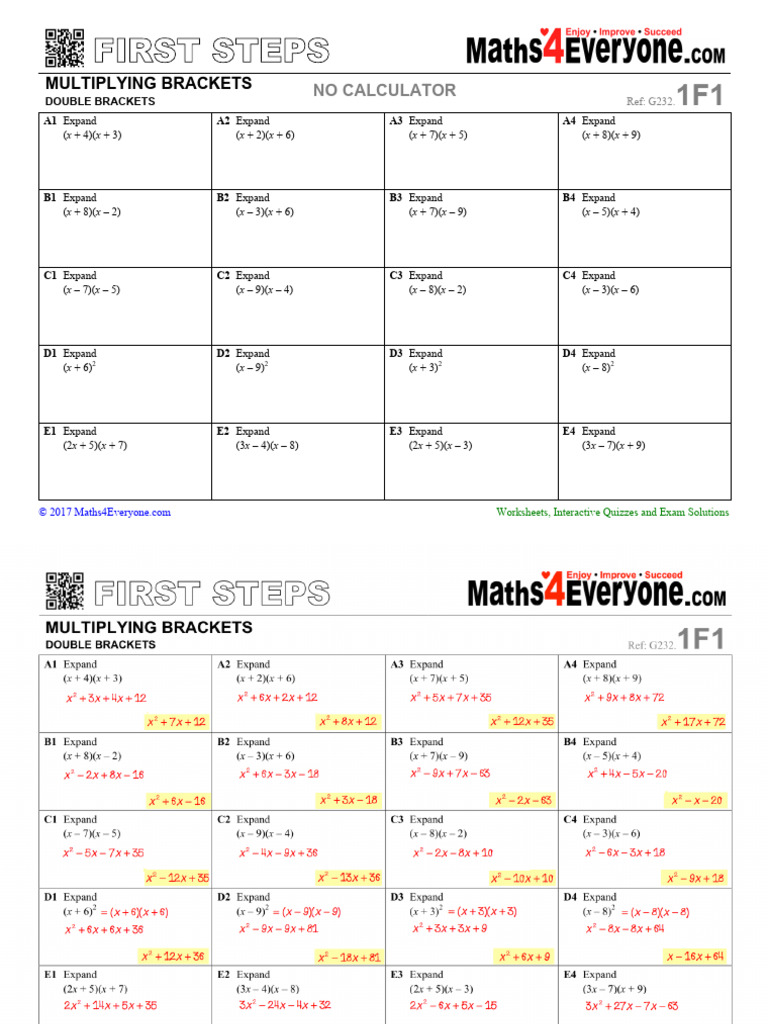 Expanding Quadratics Sheet 1 | PDF