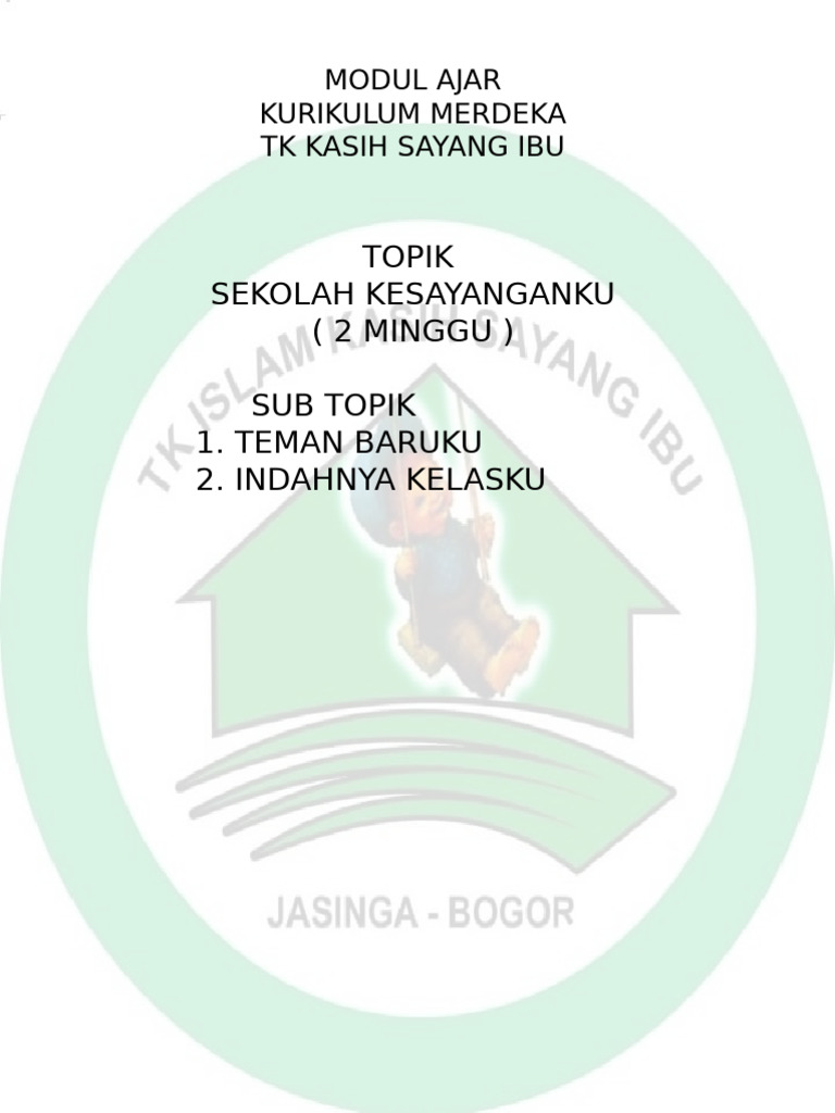 Modul Ajar TK B: Sekolah Kesayanganku | PDF