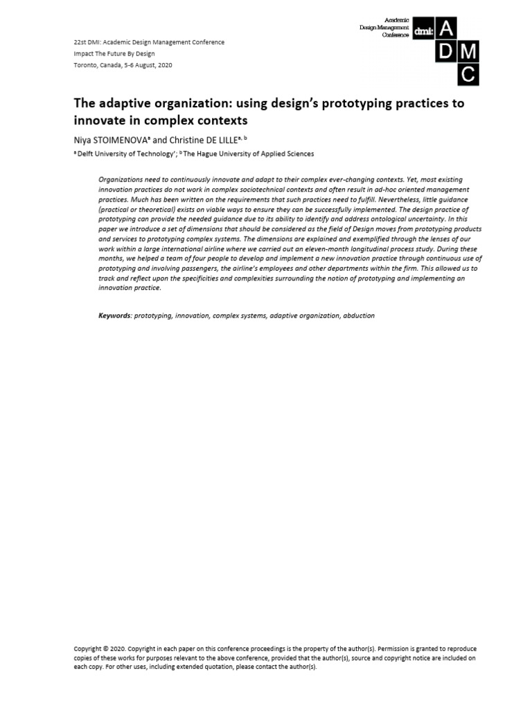 The Adaptive Organization - Final | PDF | Prototype | Innovation