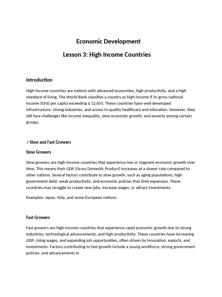 Lesson 3 High Income Countries 2 | PDF | Poverty | Poverty & Homelessness