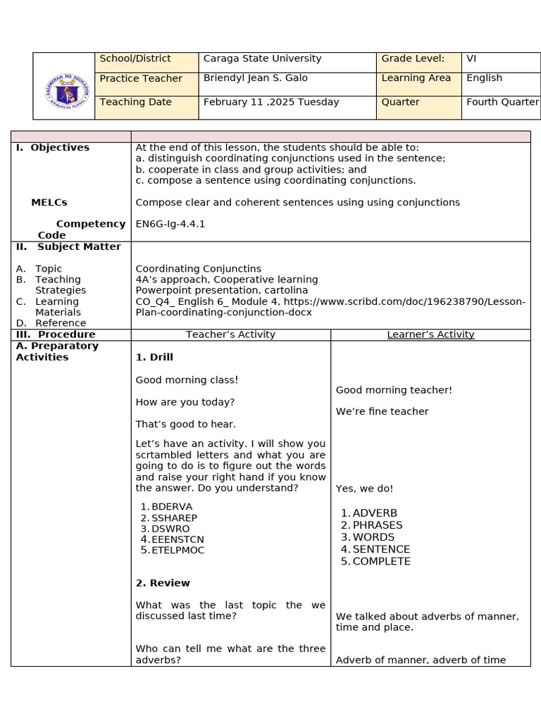 Teaching Coordinating Conjunctions in English | PDF | Language Mechanics