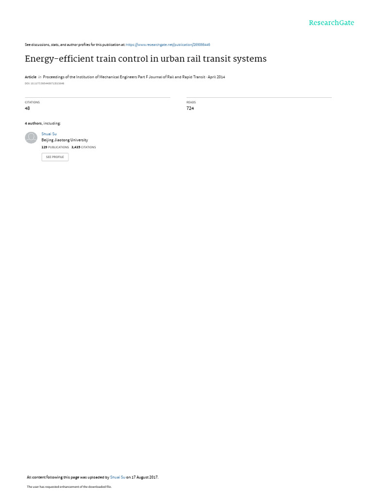 Su, S. Etc 2015. Energy-Efficient Train Control in Urban Rail Transit Systems. | PDF | Train ...