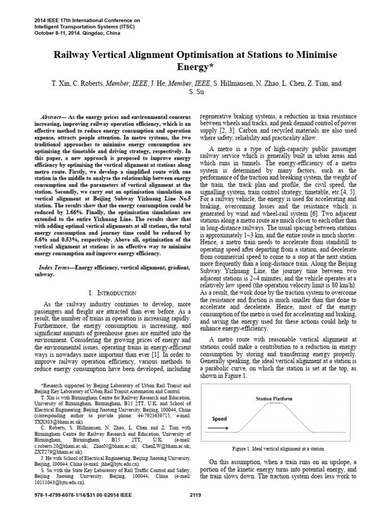 Xin, T. Etc, 2014, October. Railway Vertical Alignment Optimisation at ...
