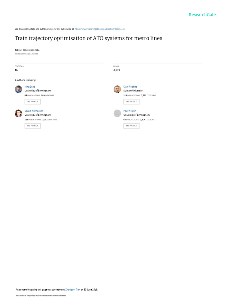 Zhao, N., Roberts, C., Hillmansen Etc, 2014, October. Train Trajectory Optimisation of ATO ...