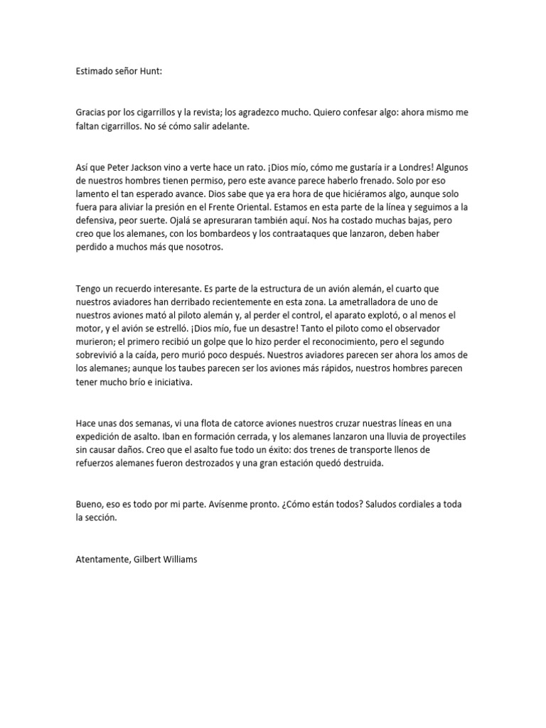 Estimado Señor Hunt | PDF