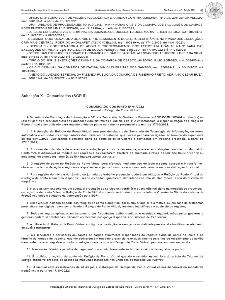 Comunicado Conjunto - Sti - SGP - Relogio de Ponto Virtual para Registro Trabalho Presencial ...