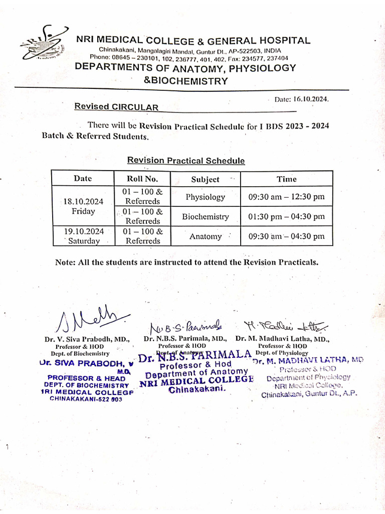 I BDS Revision Practical Revised Circular | PDF
