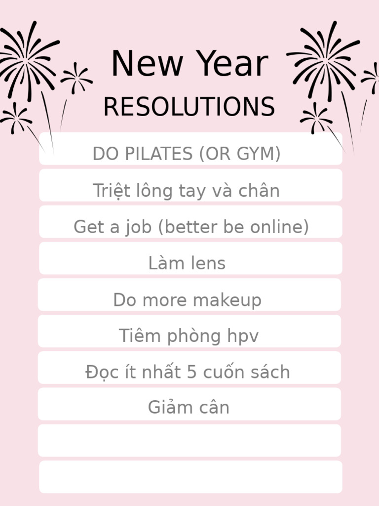 Pink New Year Resolution Journal | PDF