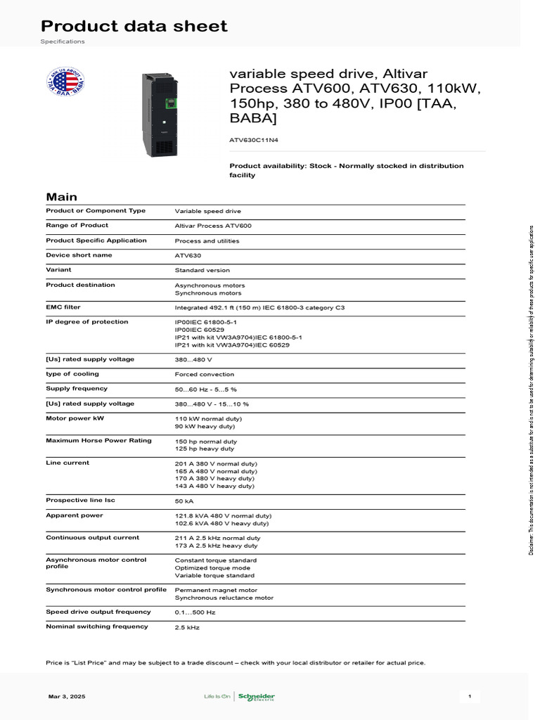 Schneider Electric - Altivar-Process-630-Variable-Frequency-Drives-VFD ...