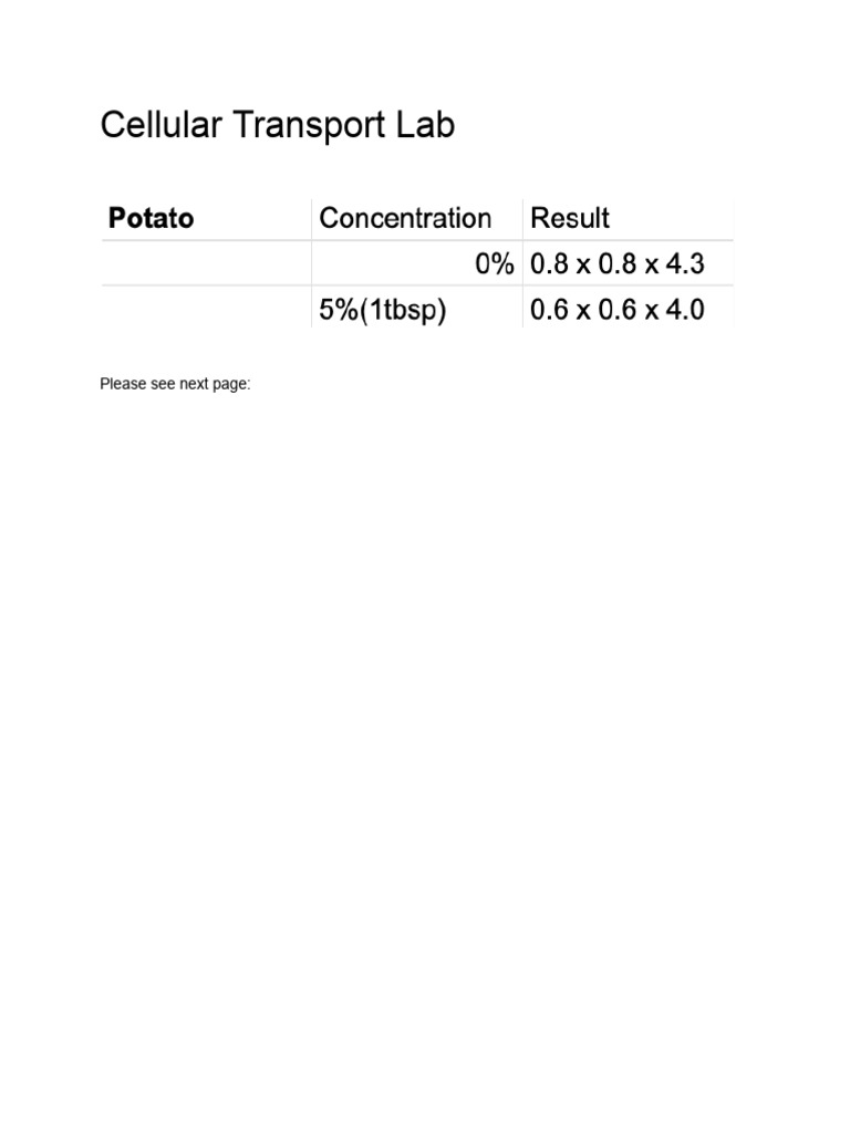 Osmosis Effects on Potato Cells | PDF