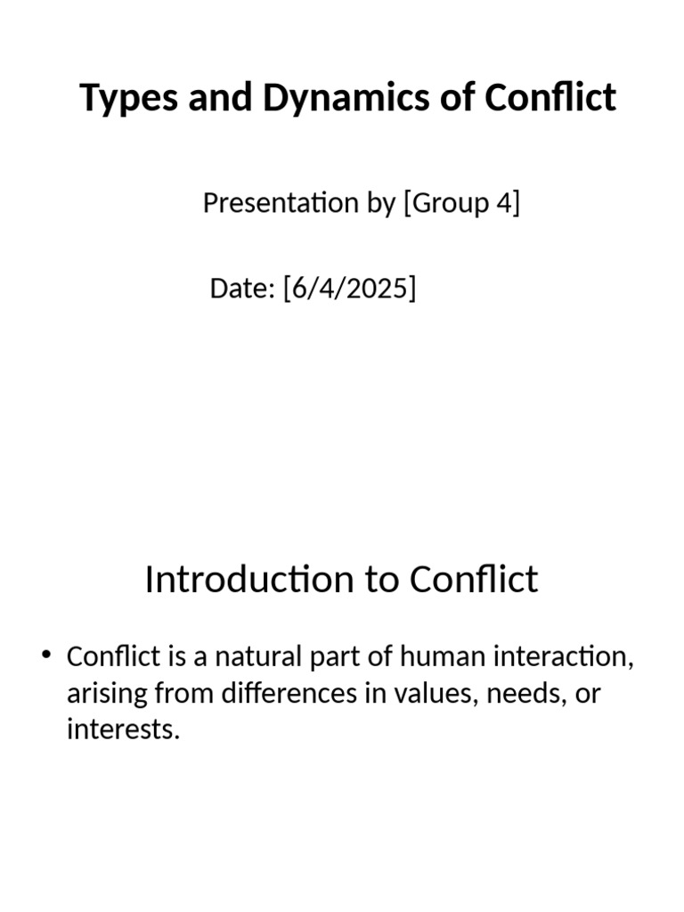 Types and Dynamics of Conflict | PDF | Conflict (Process ...