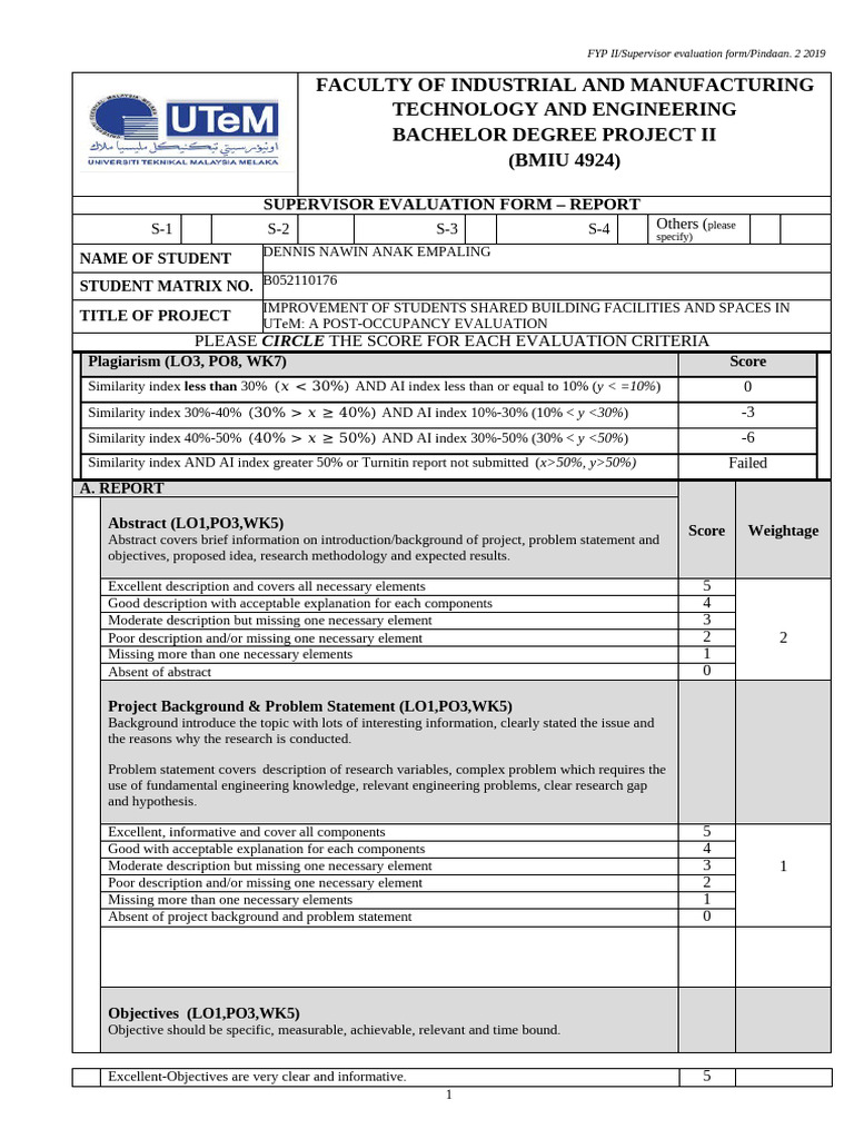 PSM 2 SV Report Evaluation Form - 290424 - Copy 2 | PDF | Methodology | Evaluation