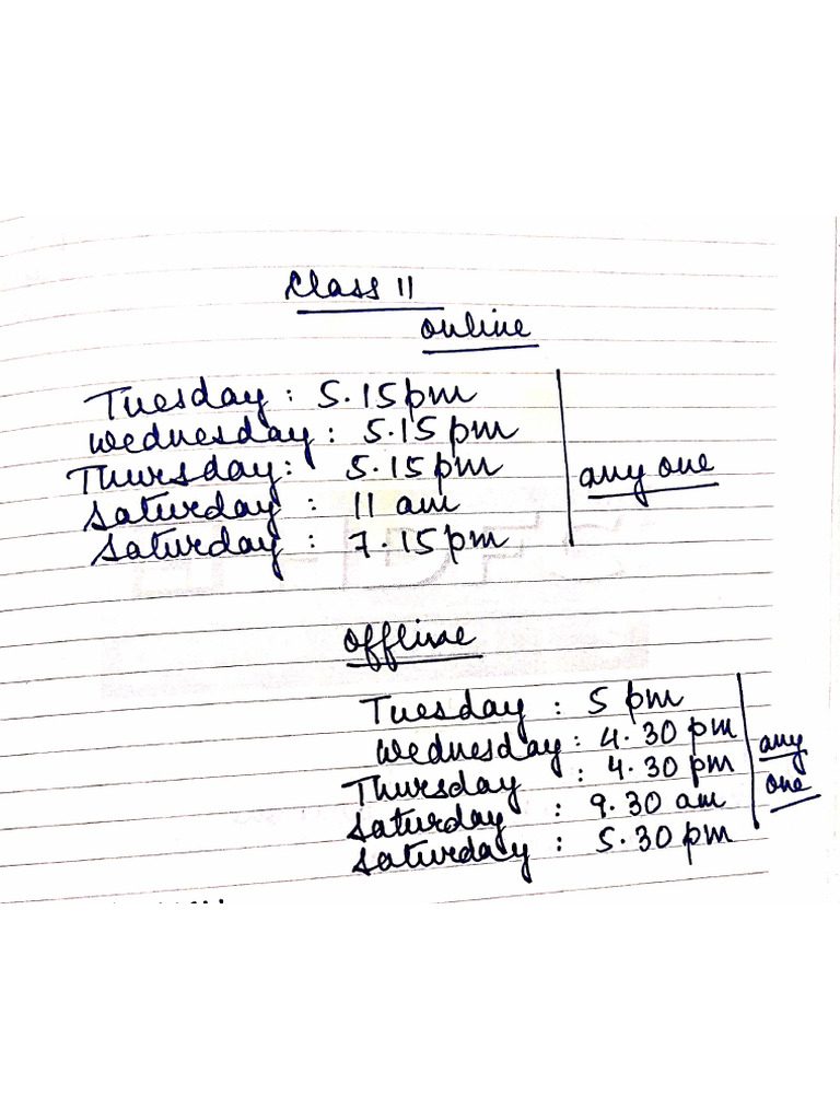 Class 11..timings | PDF