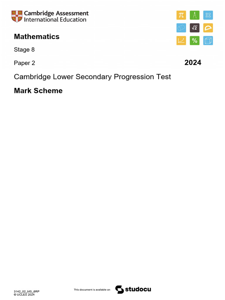 Y8 Mathematics Progression 2024 Paper 2 Mark Scheme | PDF | Bracket ...