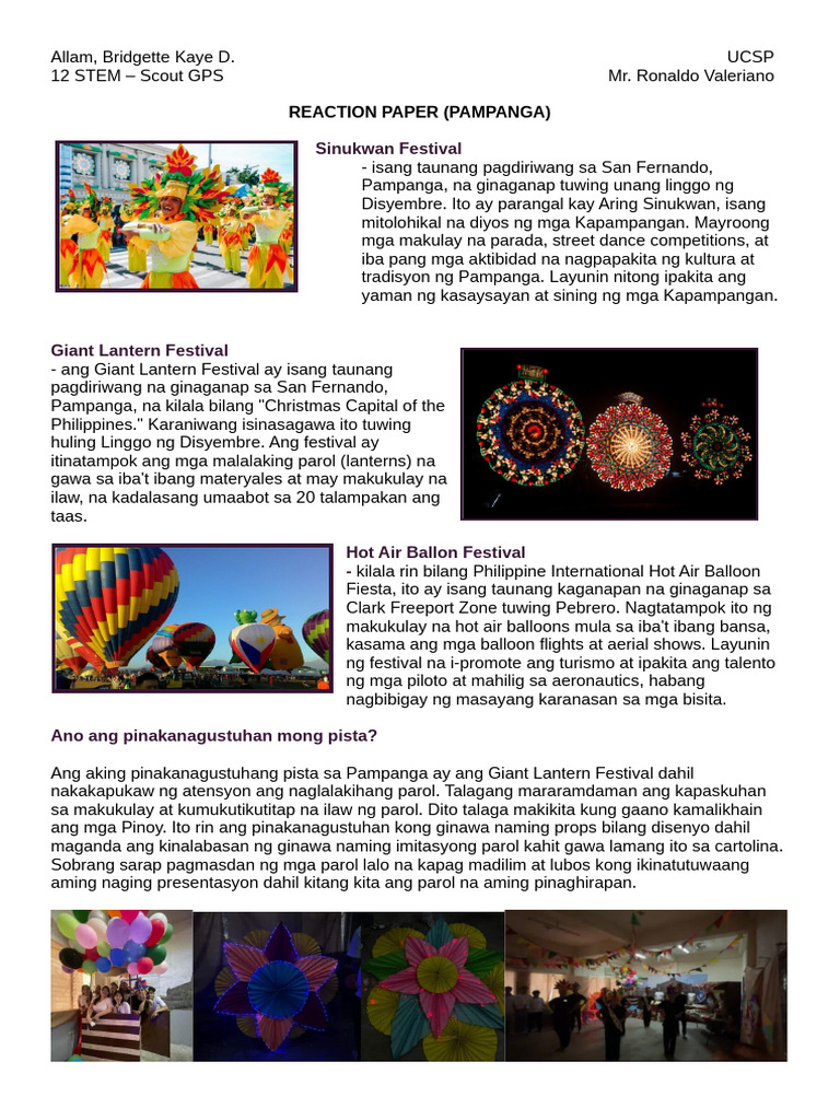 Pistang Pinoy Reaction Paper | PDF