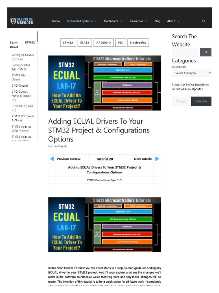 Adding ECUAL Drivers To Your STM32 Project & Configurations Options | PDF