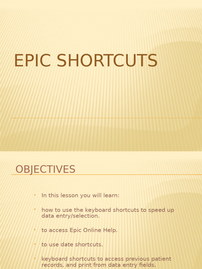 Epic Keyboard Shortcuts Guide | PDF | Window (Computing) | Computer Keyboard
