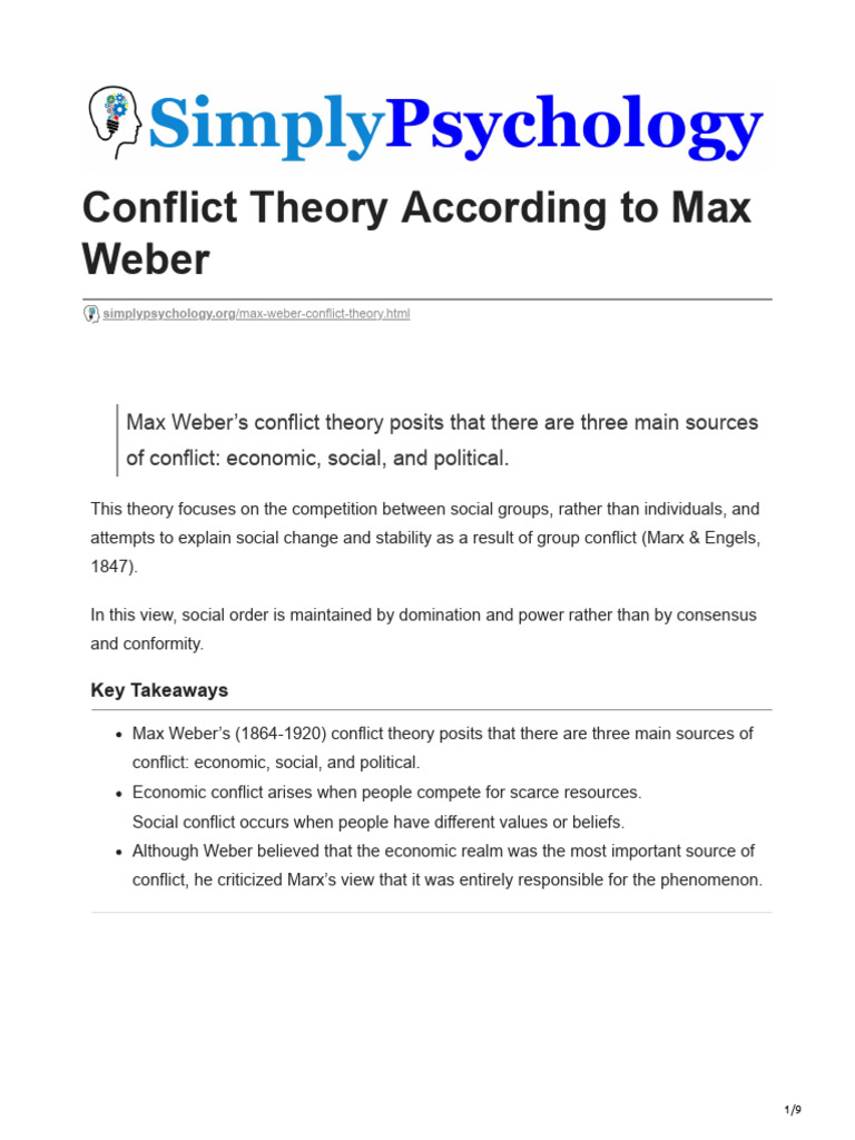 Max Weber's Conflict Theory Explained | PDF | Max Weber | Social Status