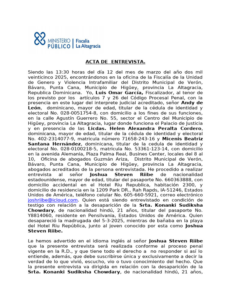 Joshua Steven Riibe Entrevista | PDF