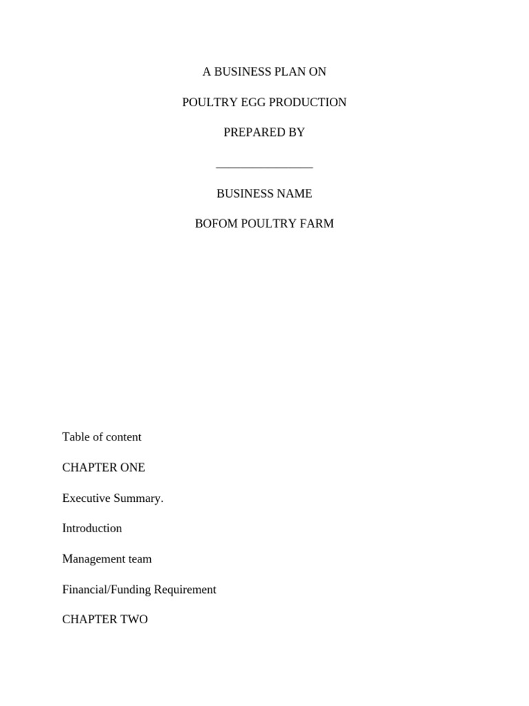 A Business Plan On Poultry Egg Production | PDF | Farms | Poultry