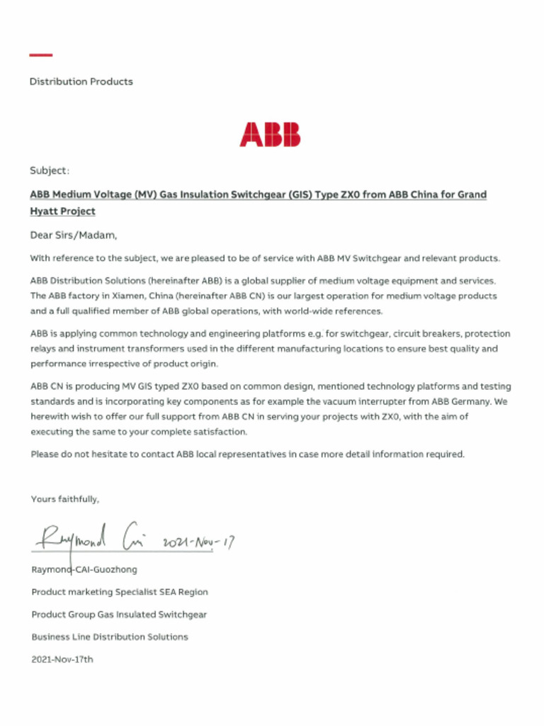 ABB Letter On Factory Global Operations | PDF
