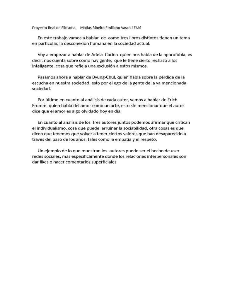 Desconexión Humana en la Sociedad Actual | PDF