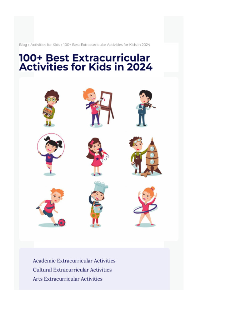 100+ Best Extracurricular Activities For Kids in 2024 | PDF | Self ...